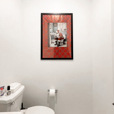 Santa on Toilet Art Print, Printable Holiday Bathroom Decor, Funny ...