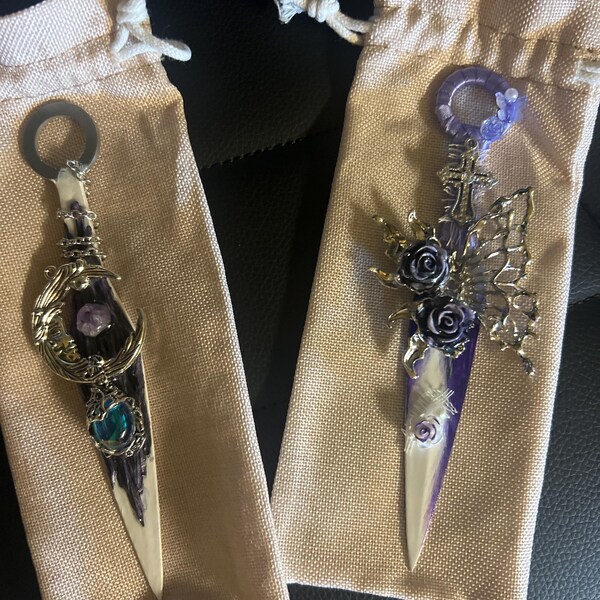 Cthulhu Inspired Blue Dagger With Dragon & Cross - Handcrafted Gift for ...