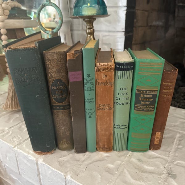 Set of 8 Vintage Books Mixed Decorative Customizable by Colors ...
