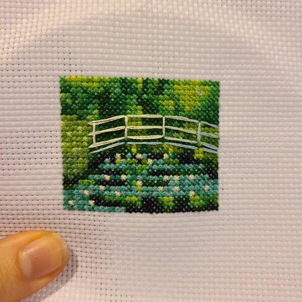 Monet Japanese Bridge, Small Mini Art Cross Stitch Pattern - Etsy