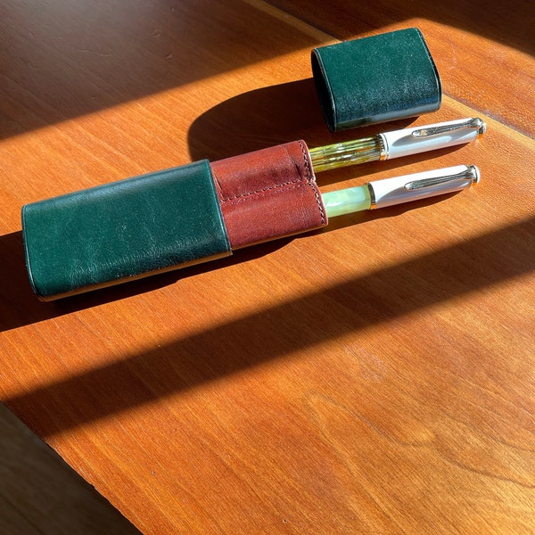 Fountain Pen Case With 3 Different Divided, Leather Pen Case With 3 ...