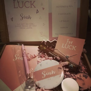 Personalised Good Luck Gift Box, Letter Box Gifts, Good Luck Present ...