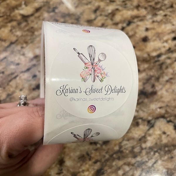 Custom Logo Stickers – Round Bakery Labels – Personalized Cake Stickers ...