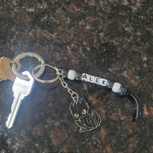 Personalised Name Key Chain Toothless Dragon Charm Keyring Chain Enamel ...