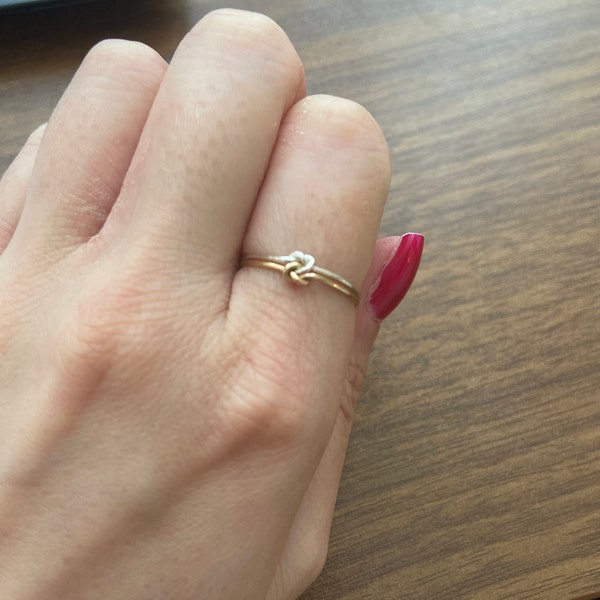 Forget Me Knot Ring, 2 Knot Stacking Ring, Friendship Ring, Love Symbol Ring, Gifts for Her ...
