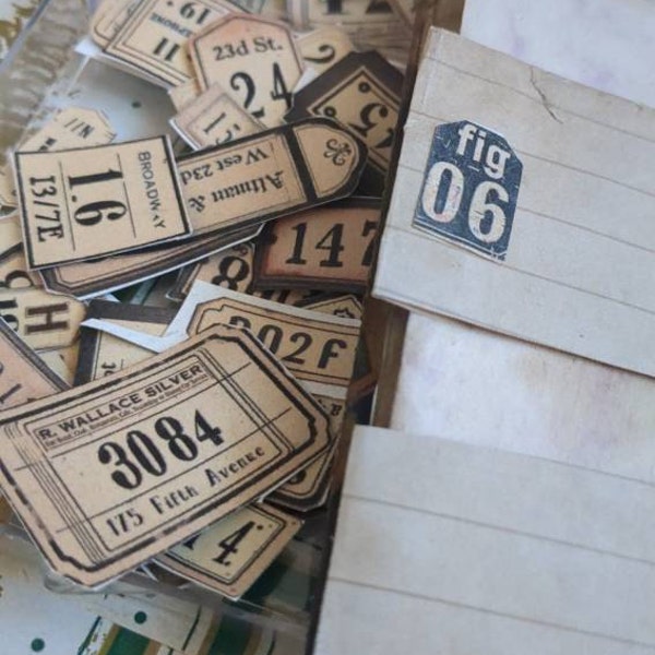 Number Labels, Vintage Labels, Junk Journal Kit, Vintage Tags, Specimen ...