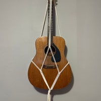 Macrame Acoustic Guitar Stand, Wall Decor on Bamboo Hoop, Wall Mount ...
