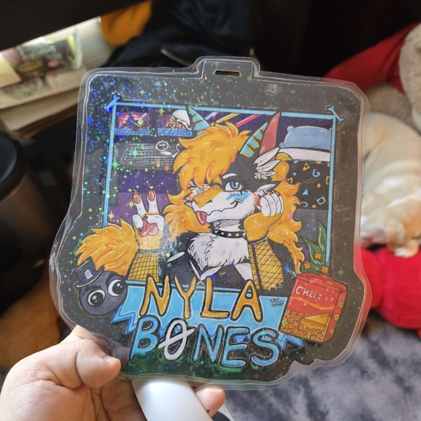 Custom Fursona Badge: Laminated Holographic Furry Art - Etsy