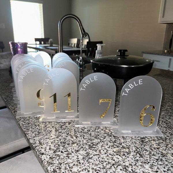 Frosted Acrylic Arch Table Numbers - Frosted Acrylic Sign - Wedding ...