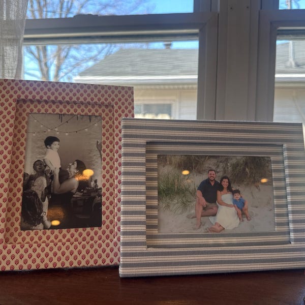 Slate Blue Stripe Fabric Wrapped Picture Frame and Mat - 4x6 Photo - Etsy