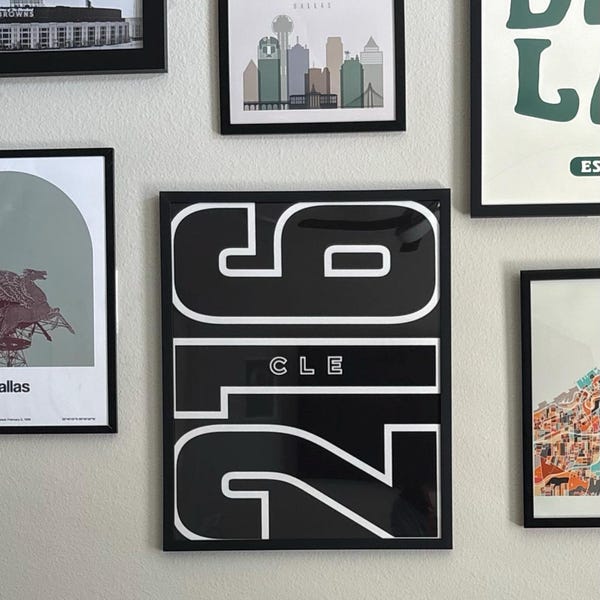 Cleveland Area Code 216 Poster Set: Minimalist Black and White (digital ...