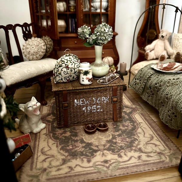 Dollhouse Sewing Furniture Display. Miniature Shop Display Fashion ...
