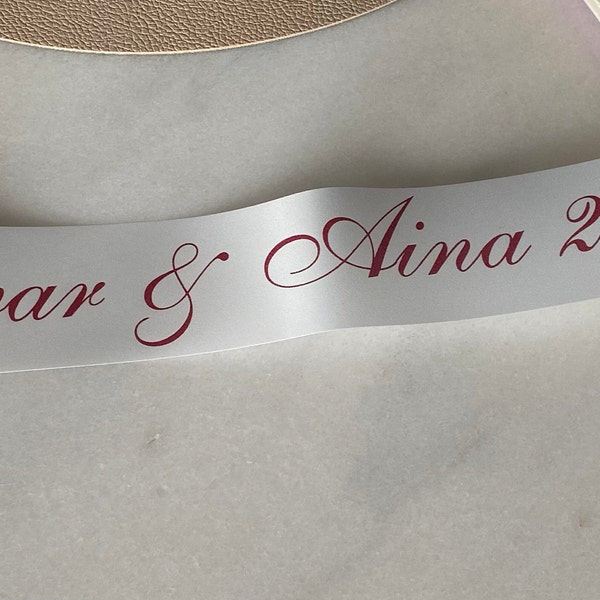Personalised Wedding Car Ribbon | 6m Printed Car Ribbon Suitable for ...
