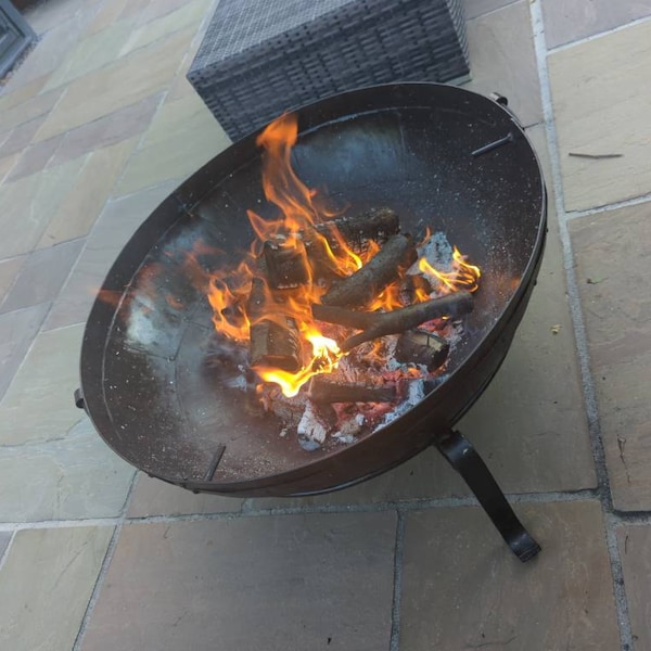 80cm Fire Pit / Fire Bowl - Handmade Indian Kadai BBQ With Stand ...