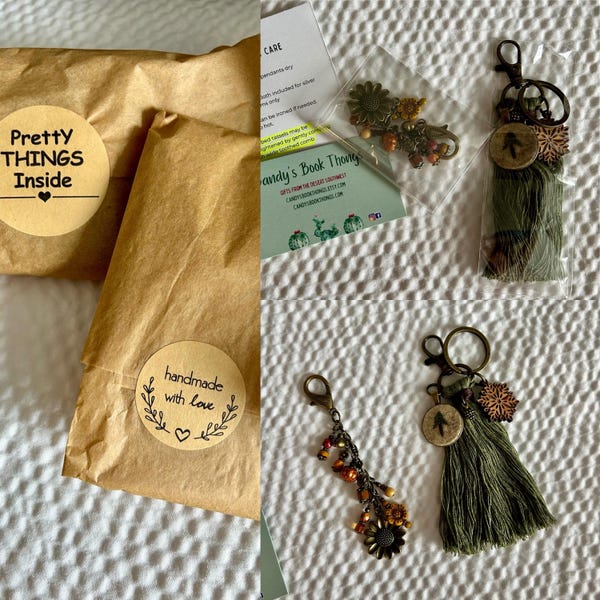 Rustic Winter Keychain, Christmas Pine Tree Tassel, Tiny Hand ...