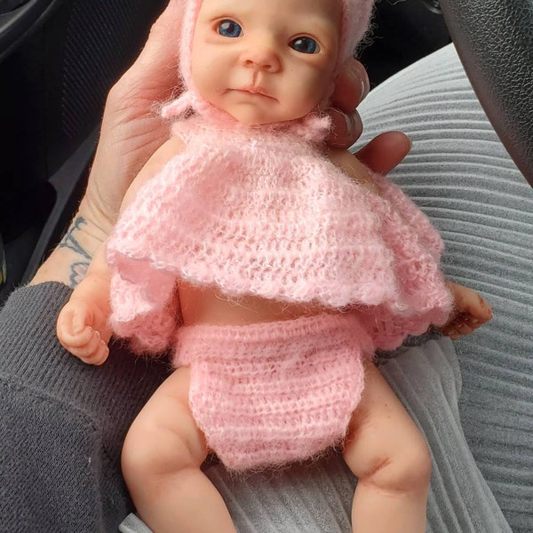 Mini Silicone Baby Doll 11 Inch Baby Girl Eyes Open, Full Body Silicone ...