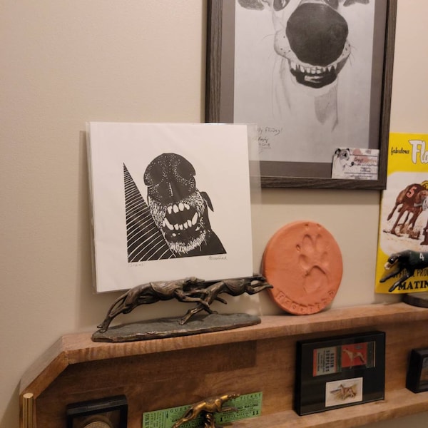 Greyhound Signed Original Lino Print - Snaws (teefs) - Etsy