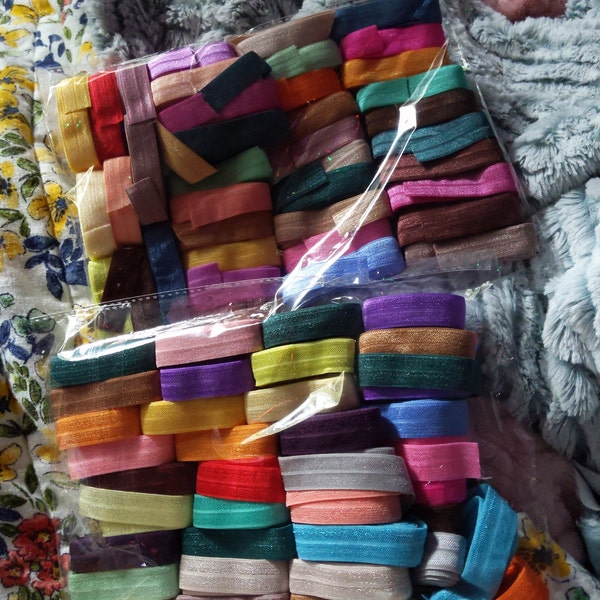 10 Yards Pastel Colors Theme FOE Spring Grab Bag Solid Elastic 5/8 FOE ...