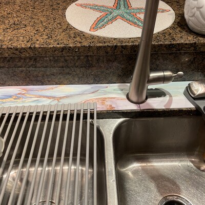 Personalise Art Flower Faucet Mat for Kitchen, Sink Splash Guard ...