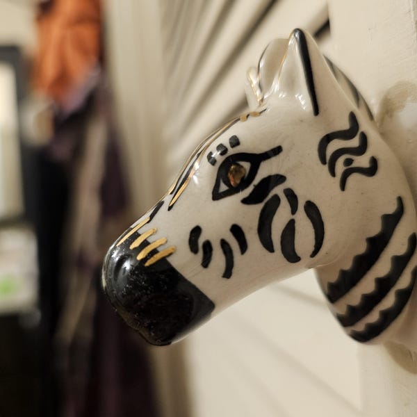 Ceramic ZEBRA Knob With Gold and Black Detail - Handle Kitchen Cupboard ...