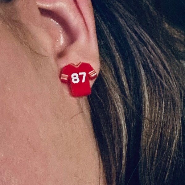 MINI - Red - Kansas City Chiefs Jersey Laser Cut Painted Stud Earrings ...