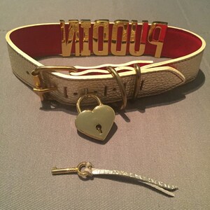 Gold Leather PUDDIN Collar Cosplay Birthday Party Wedding Necklace ...