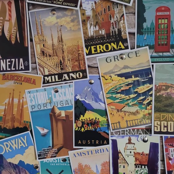 World Travel Postcard Set - Set of 25 Postcards - Vintage - Travel ...