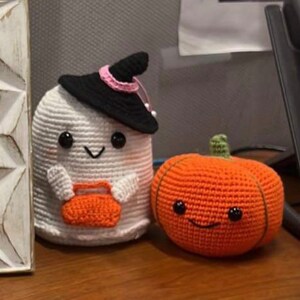 Crochet Halloween Pumpkins and Ghost PATTERN Amigurumi Cute Crochet ...