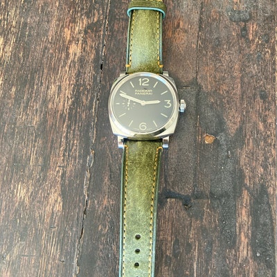 Green Watch Strap , Custom Handmade Leather Watch Strap 14mm 16mm 17mm ...