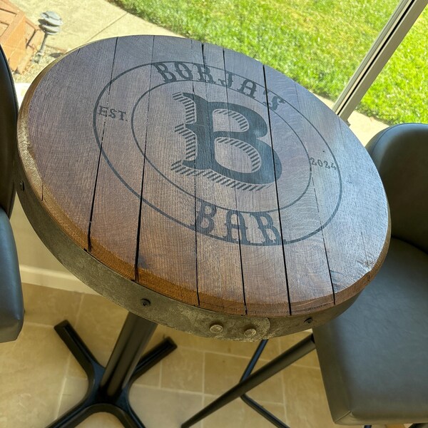 Pub Table 42 Tall Laser Engraved W/ Footrest - Etsy