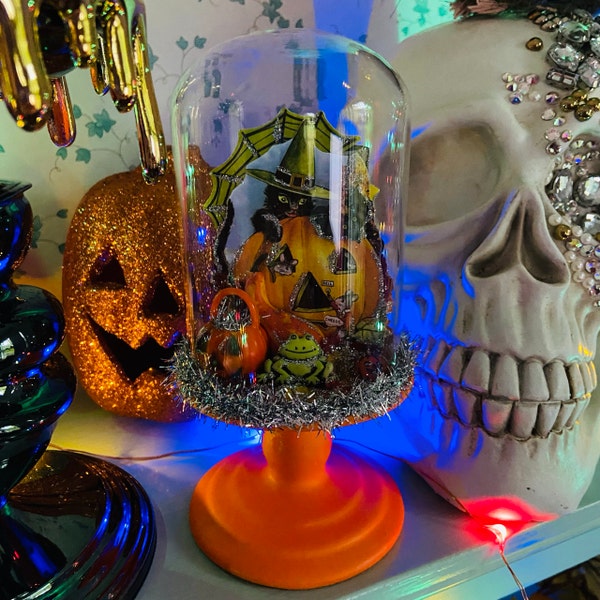 Sweet Candy Corn Mouse in Pumpkin Cart Shadow Box Centerpiece, Vintage ...