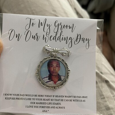 Personalised Memorial Photo Bow Charm Pin/gift for Groom/him/heaven ...
