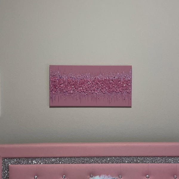 Pink Glitter Glass Painting, Pink Glass Painting, Pink Glass Art, Pink ...