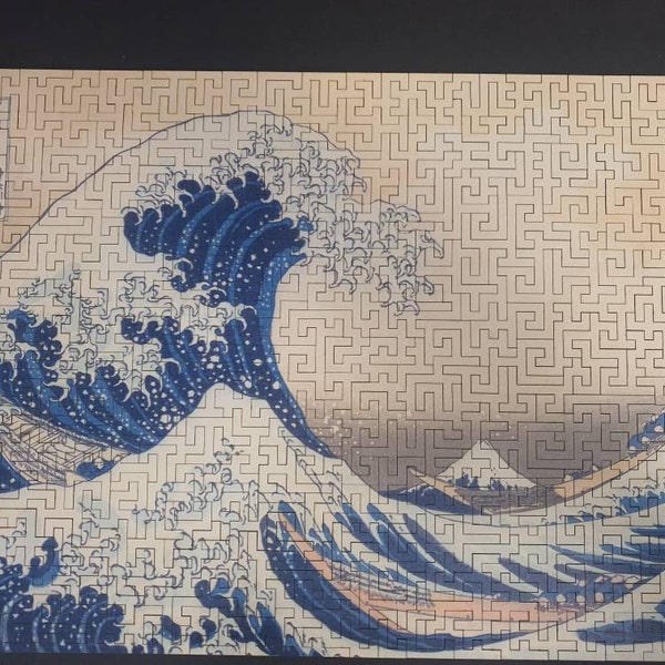 Wooden Jigsaw Puzzle the Great Wave off Kanagawa, Hokusai Japanese ...