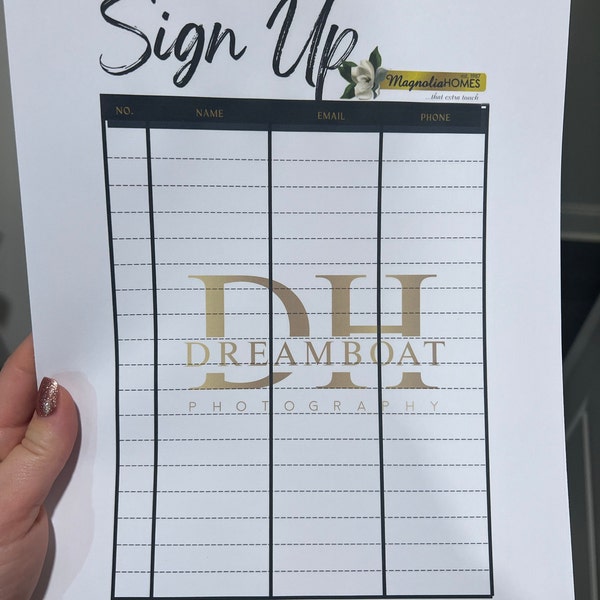 Printable Sign up Sheet - Etsy