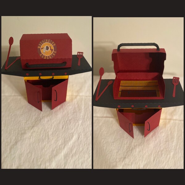 3D Grill Gift Box, Barbecue Grill Gift Card Holder SVG Cut File, 3D ...