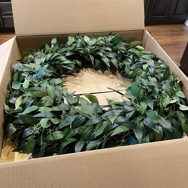 Year Round Greenery Wreath for Front Door: Mixed Greenery Foliage Wall ...