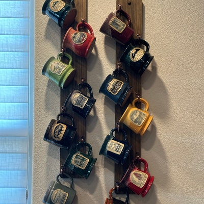 Vertical 10 or 12 Hook Mug Rack, Coffee Bar Ideas, Vertical Mug Rack ...
