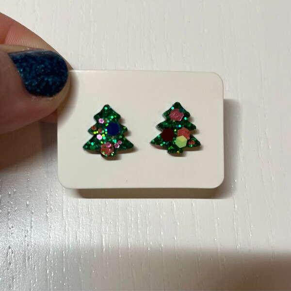 Christmas Teardrop Dangle Resin Earrings White Snow Resin Topper - Etsy