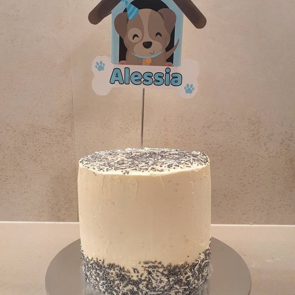 Puppy Birthday Cake Topper DIGITAL | Dog Party Decoration | Woof ...