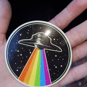 Queer UFO Sticker Rainbow Pride LGBT Alien UFO Space Gay Vinyl Sticker ...