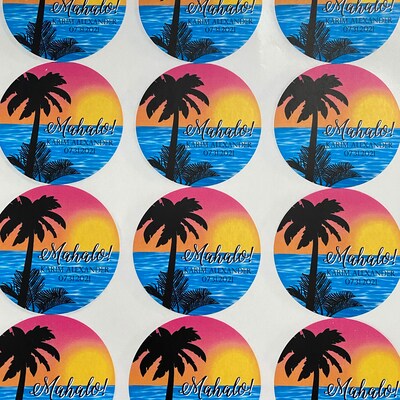 Beach Stickers, Mahalo Stickers, Hawaiian Luau Party, Mahalo Labels ...