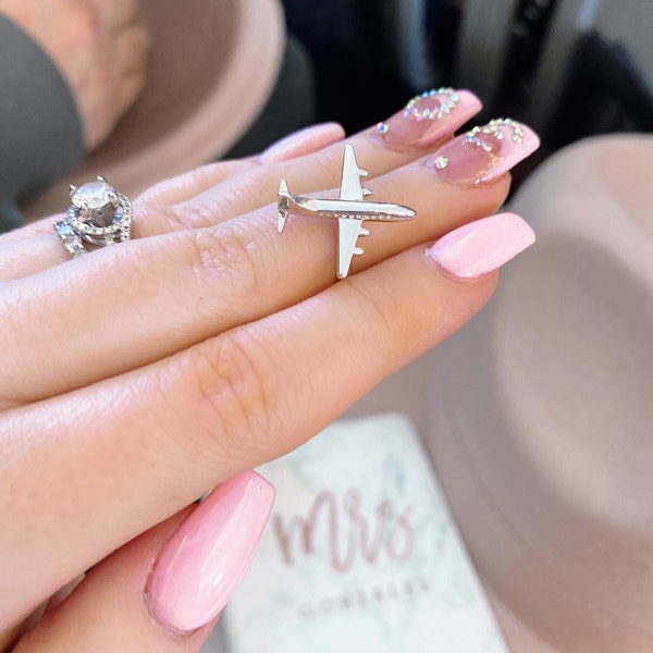Airplane Ring, Silver Airplane Ring, Silver Ring, Travel Ring, Aviation ...