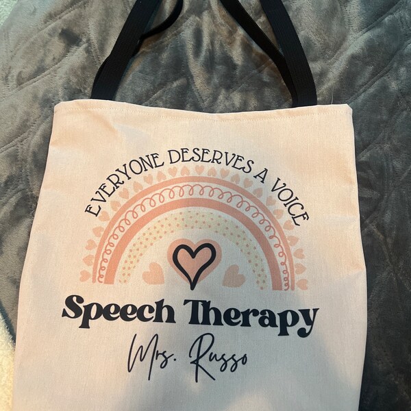 Speech Therapist Gift, SLP Custom Name Speech Language Pathologist Bag ...