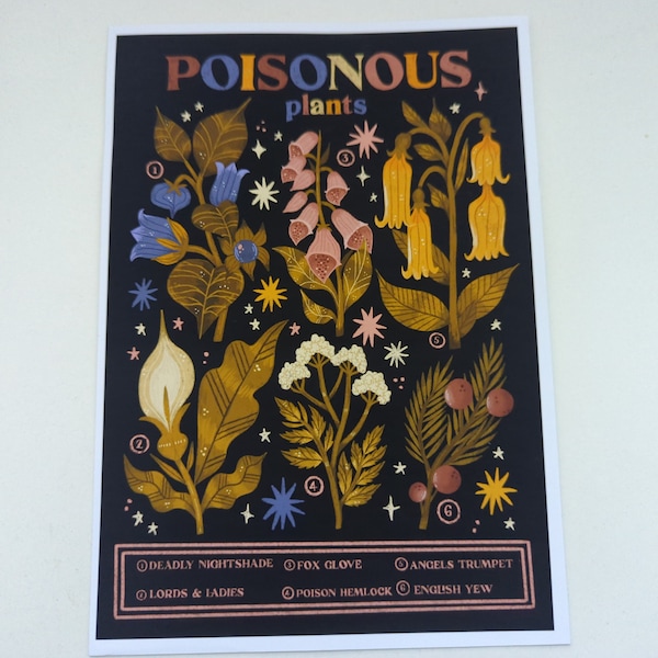 Art Print | Poisonous Plants Chart | Hand Lettered Botanical ...