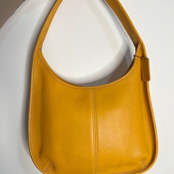 Vintage Coach Black Leather Slim Buckle Crossbody Hippie Flap Bag Style ...