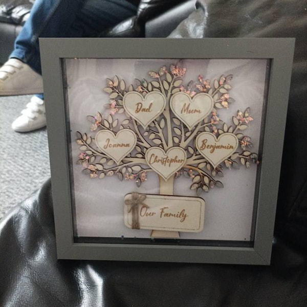 Personalised Birch Wood Family Tree Frame – Grandparent Gift, Father’s ...