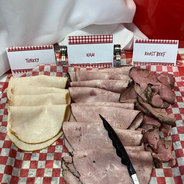 Farm Animals Table Tent Label, Food Label, Red Gingham, Barnyard ...