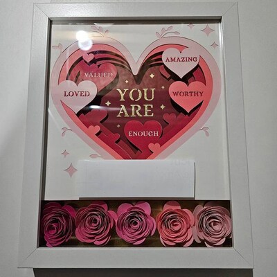 3D Heart of Love Shadow Box With Custom Words, Valentines Day Heart ...