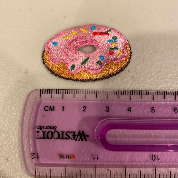 Pink Frosted Donut - Sprinkles - Iron on Applique - Embroidered Patch ...